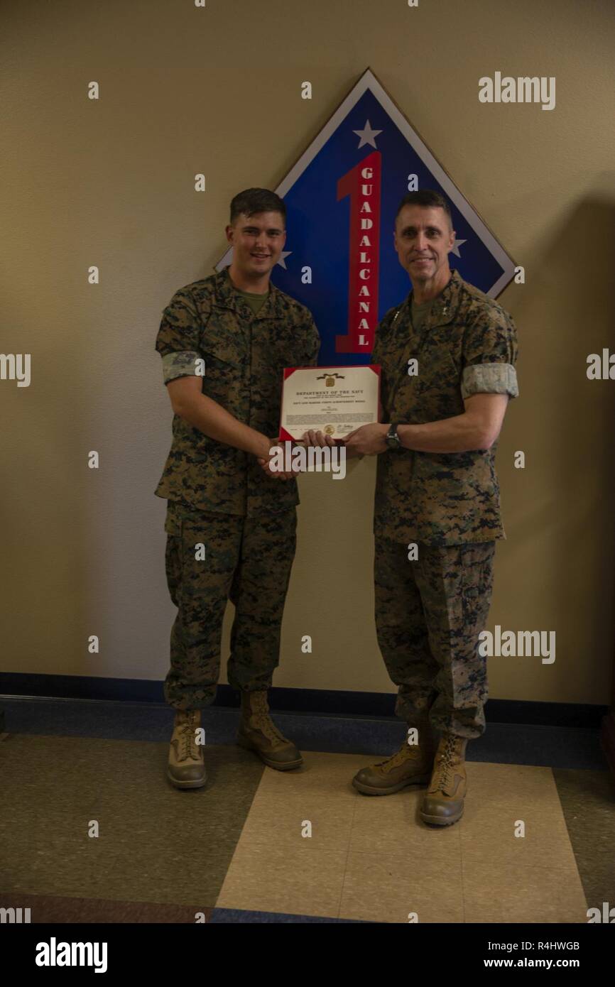 U.S. Marine Corps Maj. Gen. Robert F. Castellvi, right, commanding ...