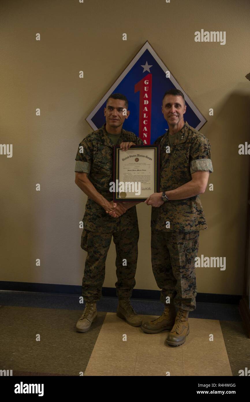 U.S. Marine Corps Maj. Gen. Robert F. Castellvi, right, commanding ...
