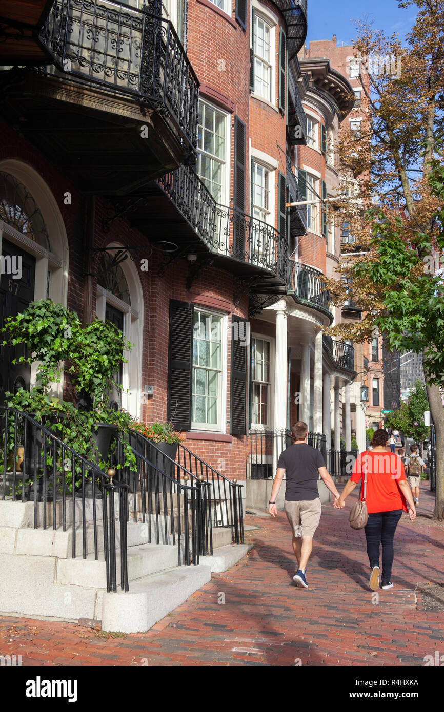 Brick sidewalk on Beacon Street, Back Bay, Boston, Massachusetts, USA ...