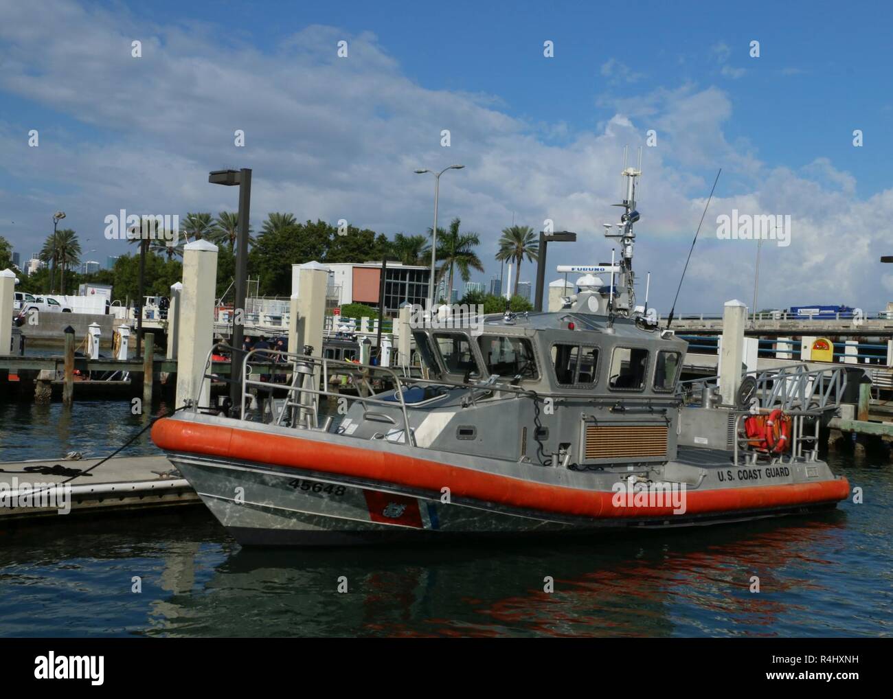A Coast Guard Station Miami Beach 45-foot Response Boat-Medium sits ...