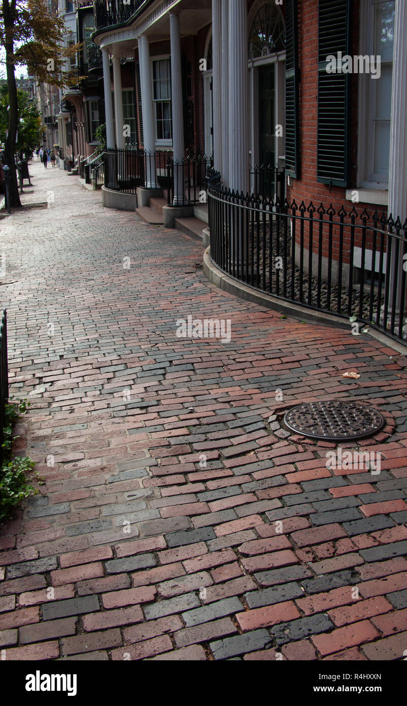 Brick sidewalk on Beacon Street, Back Bay, Boston, Massachusetts, USA ...