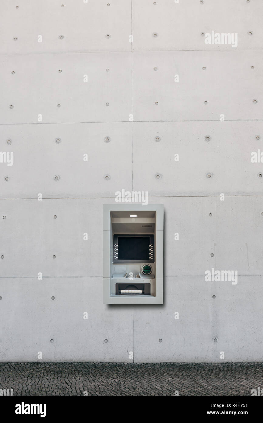 Modern street ATM machine for withdrawal of money and other financial ...