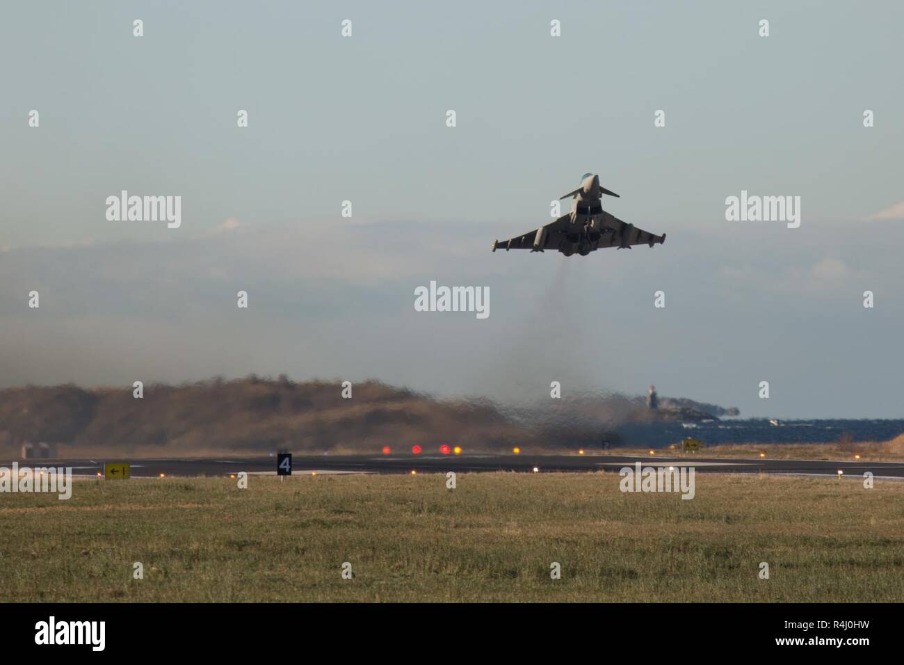A Italian Typhoon Eurofighter taking off from Bodø Air Base Stock Photo ...