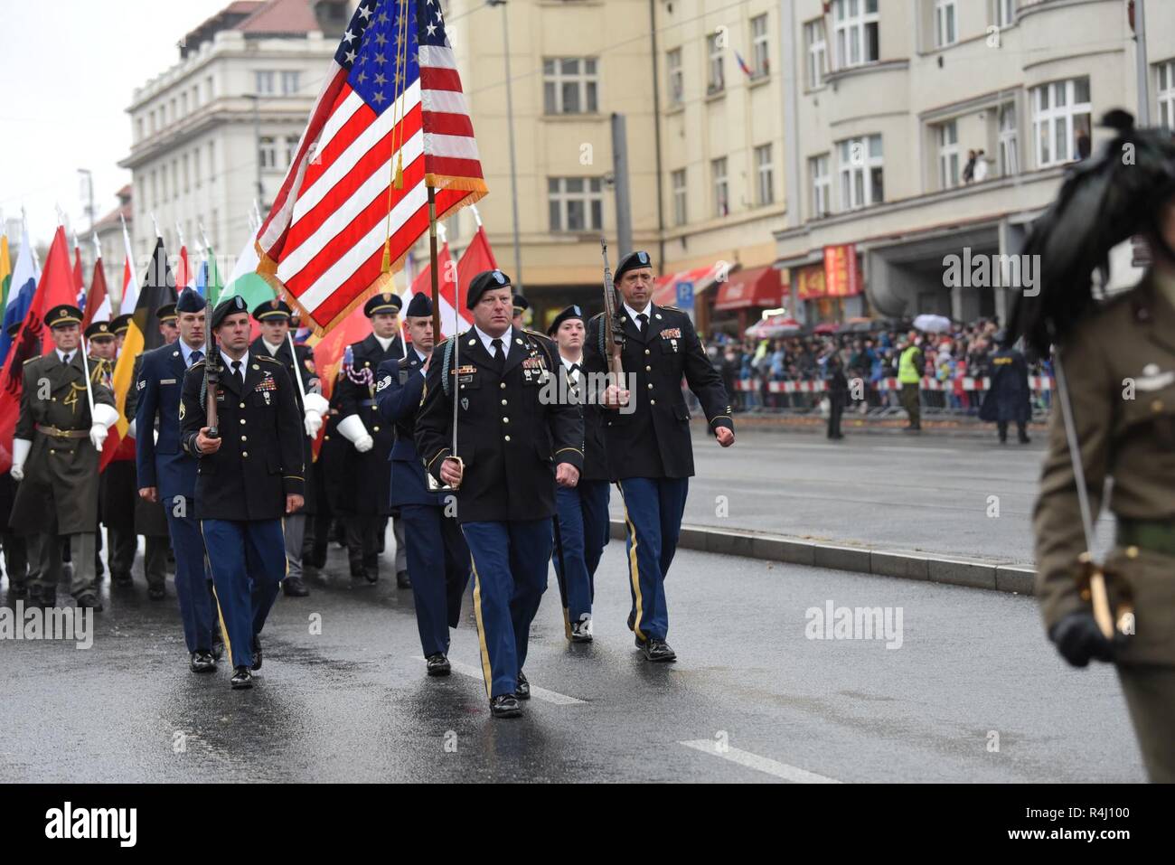Members of the Nebraska and Texas National Guards march in the Czech ...
