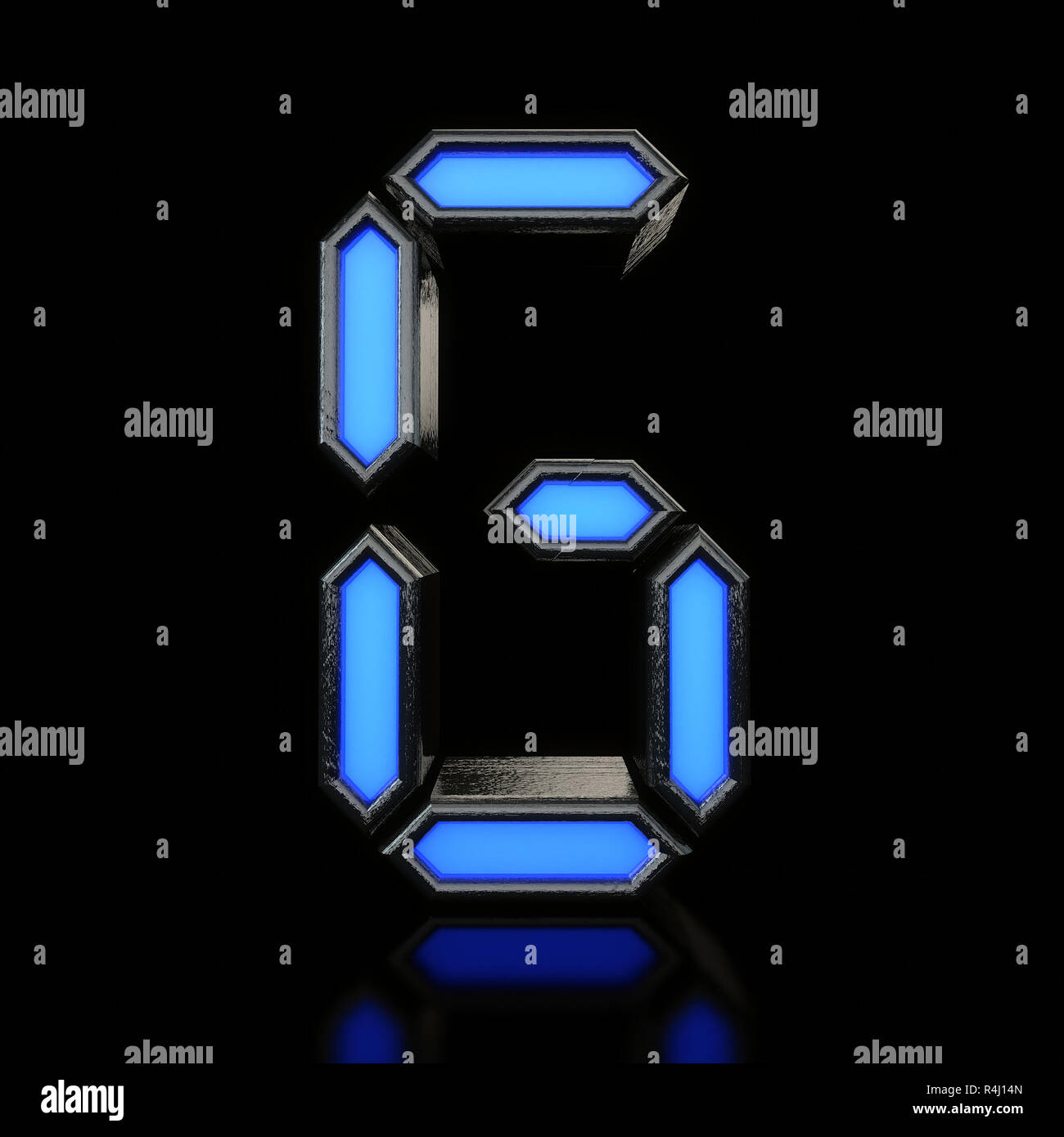 Letter G Futuristic blue neon led digital font. 3D Rendering Stock ...