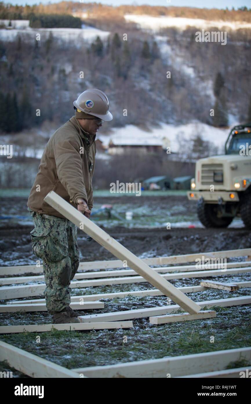 U.S. Navy Utilitiesman Jan Imson with 22nd Naval Construction Regiment ...