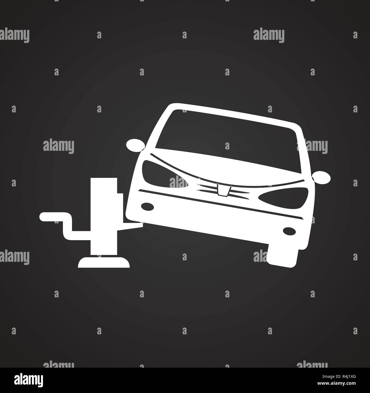 Car lift service procedure on black background for graphic and web ...