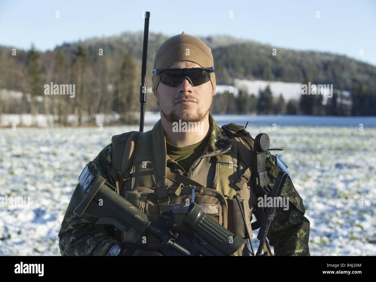 A Canadian Army Joint Terminal Attack Controler (JTAC) trains with NATO ...