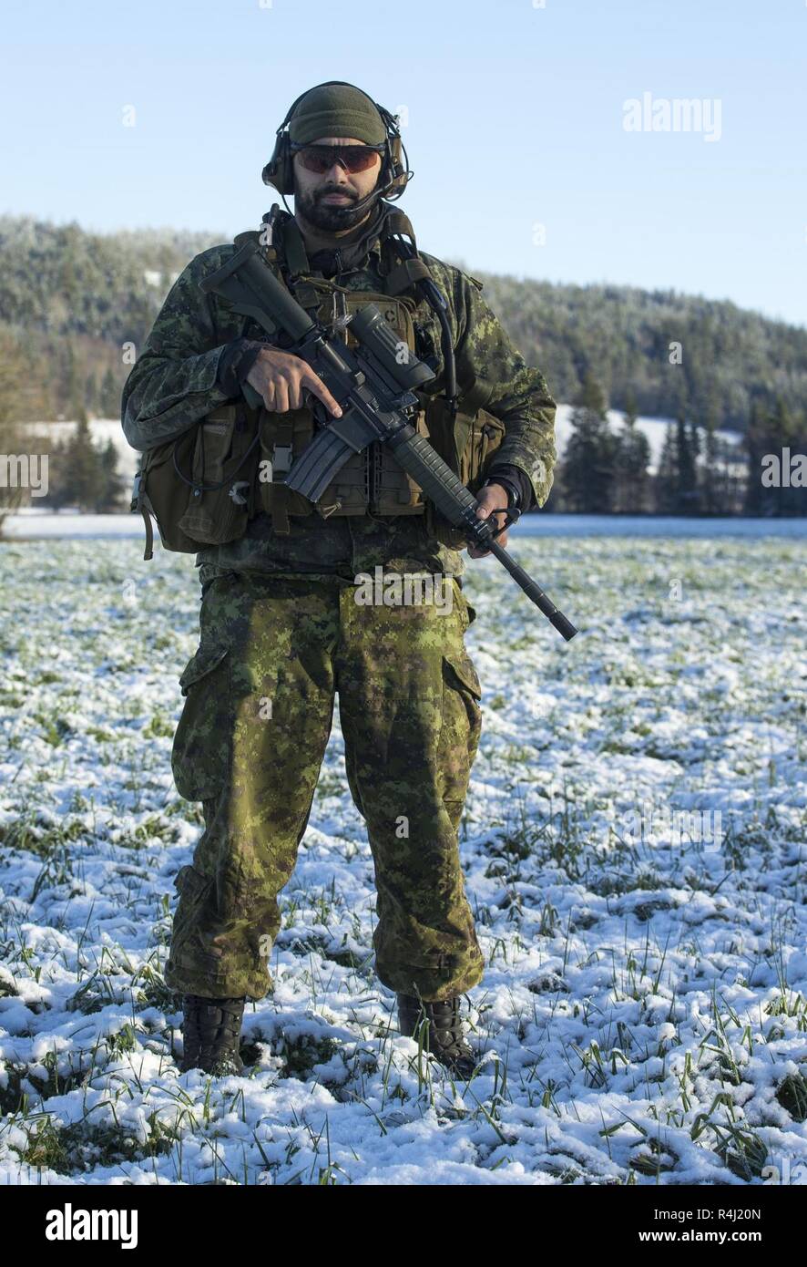 A Canadian Army Joint Terminal Attack Controler (JTAC) trains with NATO ...