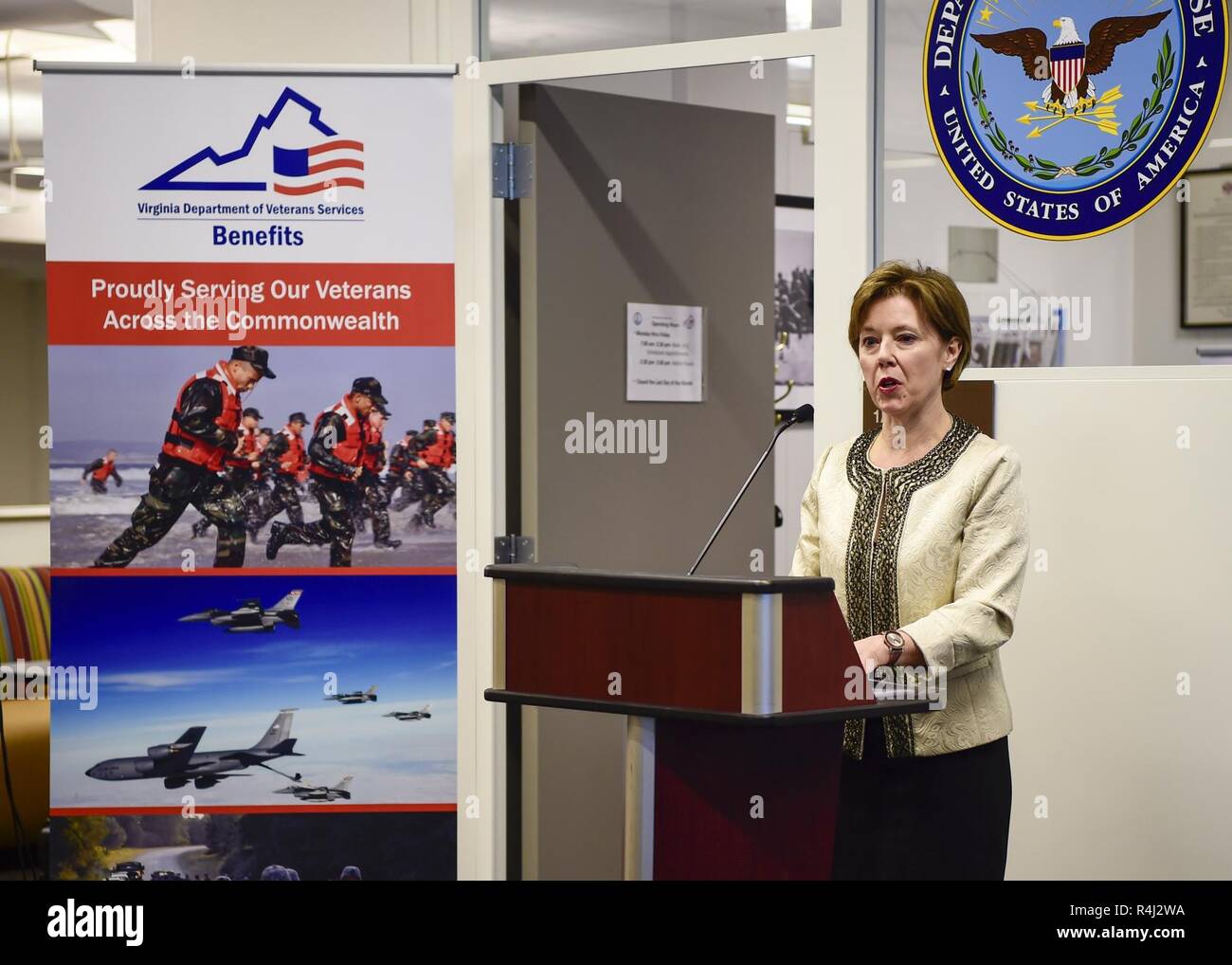 U.S. Deputy Chief Management Officer Lisa Hershman, speaks during the ...