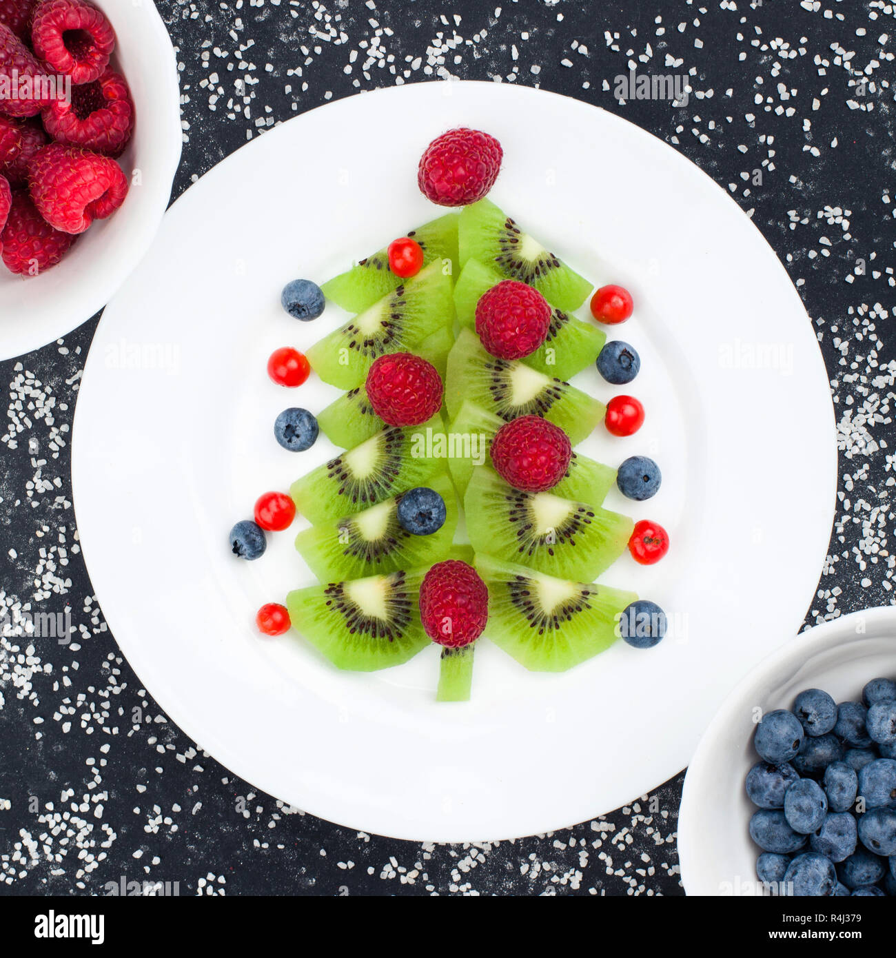Funny edible Christmas tree, Christmas breakfast idea for kids Stock ...