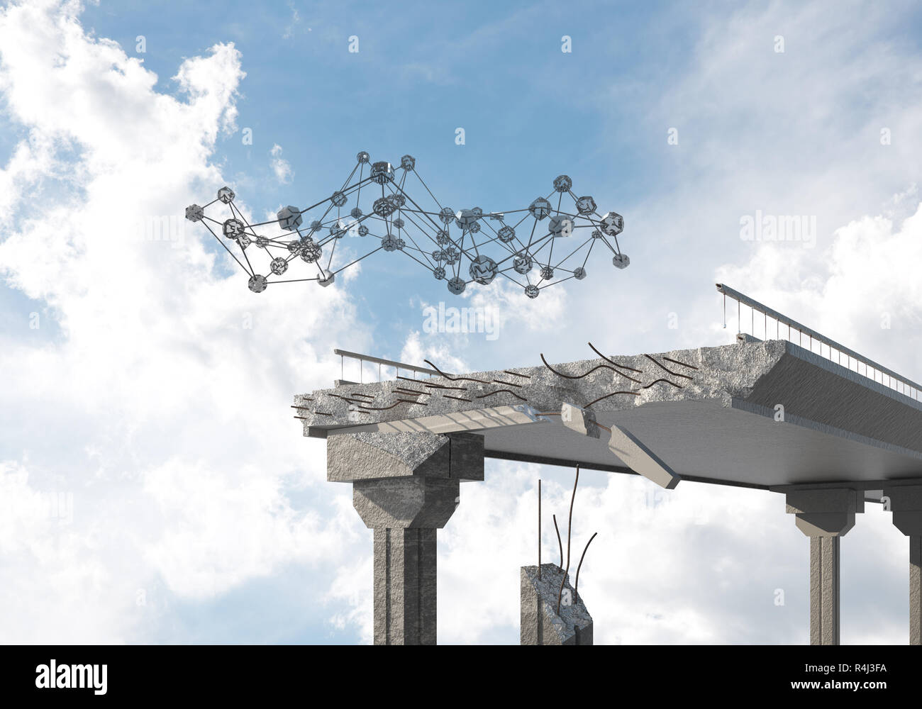 Damaged stone bridge as idea for problem and social connection concept ...