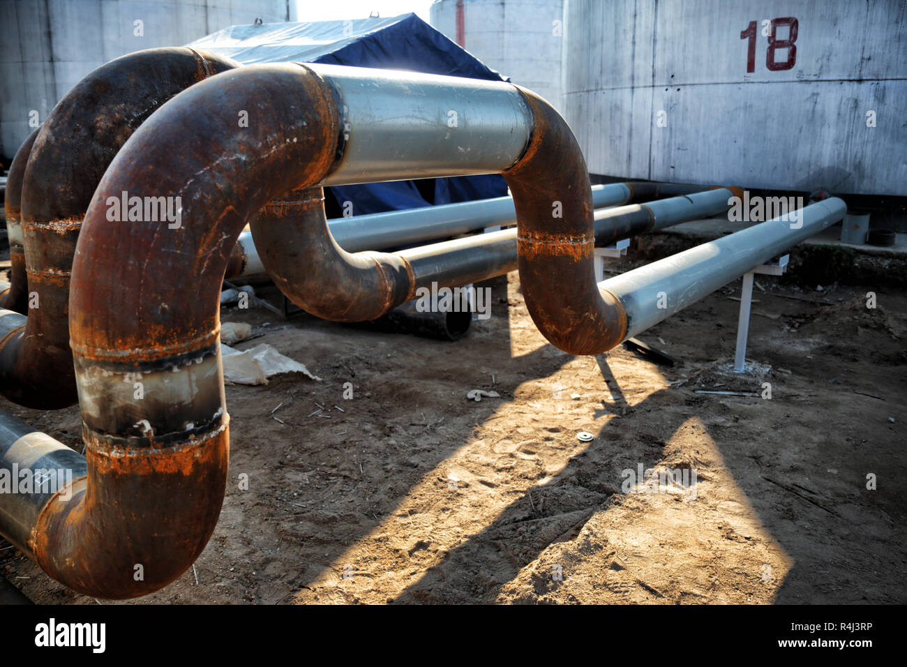 steel pipes on industrial enterprise Stock Photo - Alamy