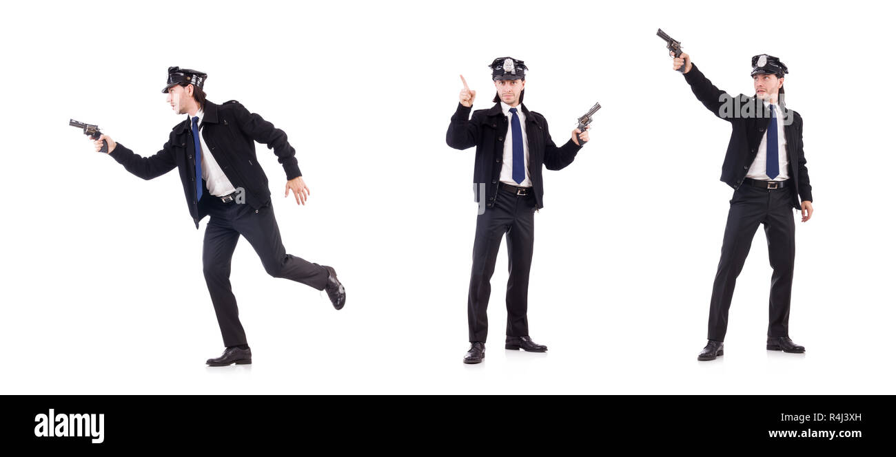 Police officer isolated on white Stock Photo - Alamy