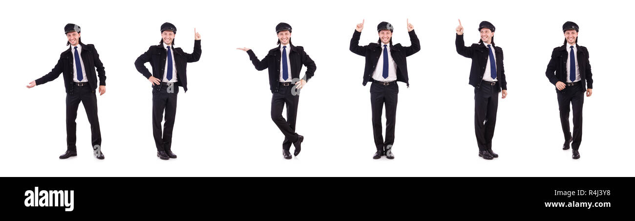 Funny pilot isolated on white Stock Photo - Alamy