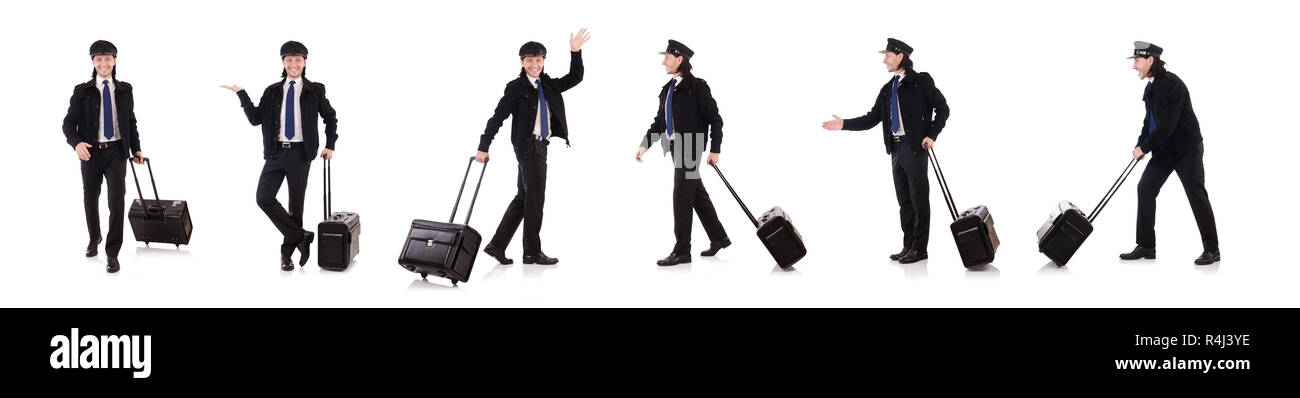 Funny pilot isolated on white Stock Photo - Alamy