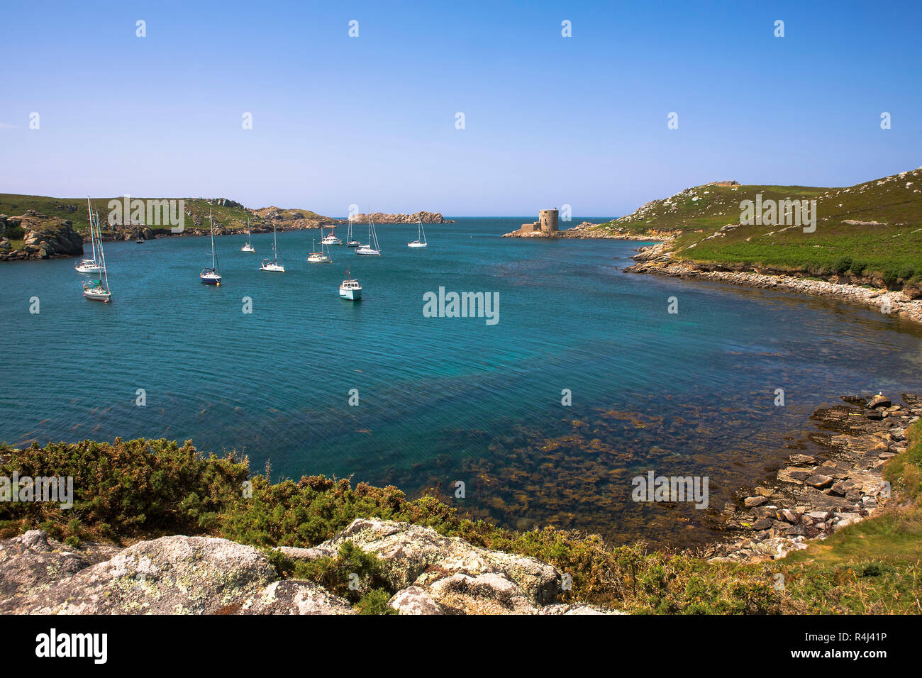 New Grimsby Sound, Cromwell's Castle and Bryher from Tresco, Isles of ...