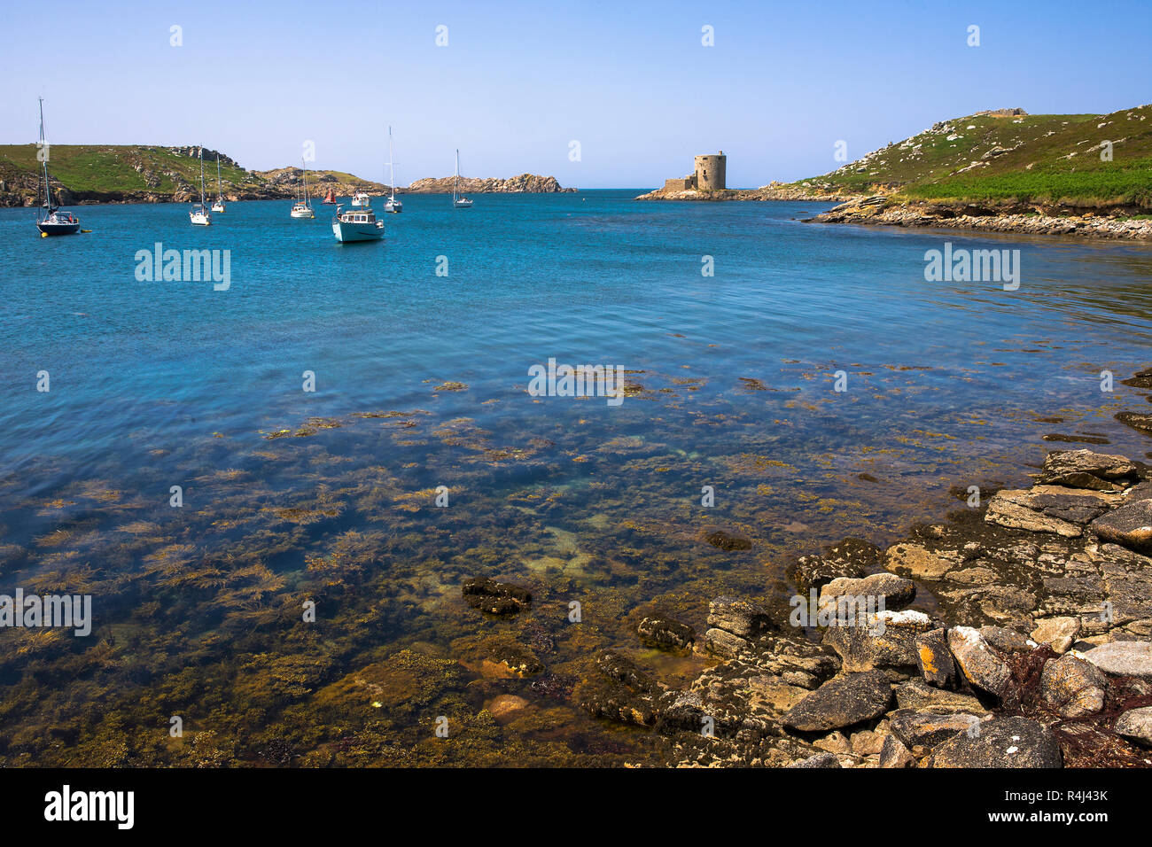 New Grimsby Sound, Cromwell's Castle and Bryher from Tresco, Isles of ...