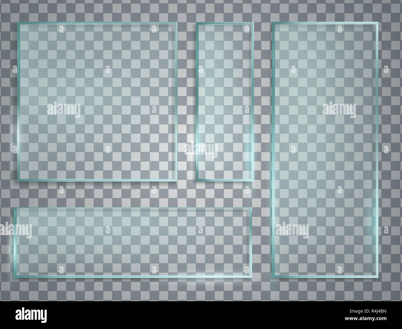 Green glass plate realistic vector set. Glass texture with shado Stock ...