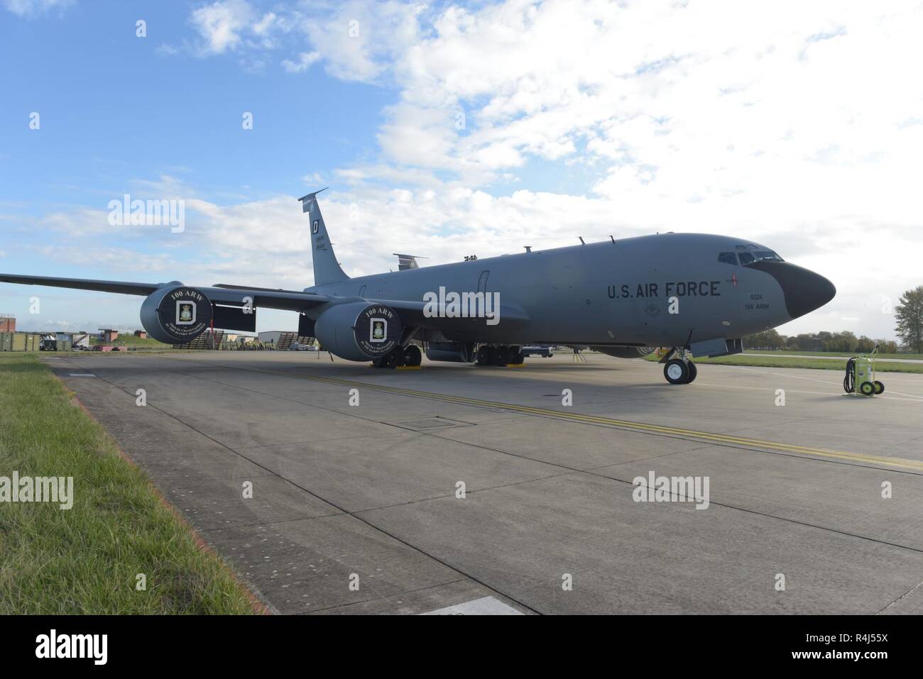 A U.S. Air Force KC-135 Stratotanker ( Tail #-0324) assigned to the 100th Air Refueling Wing ...