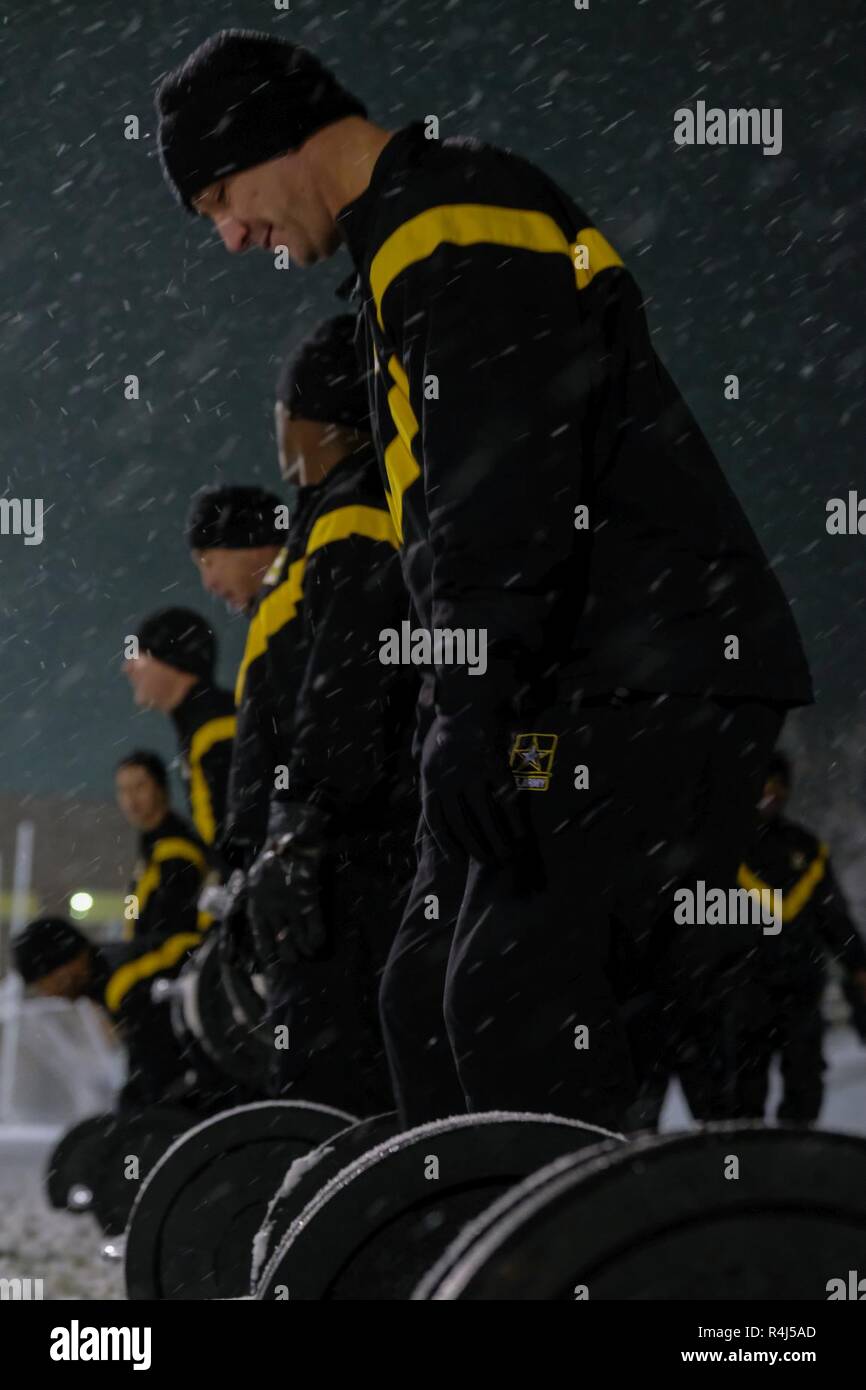 Fort Carson Soldiers perform the strength deadlift exercise from the ...