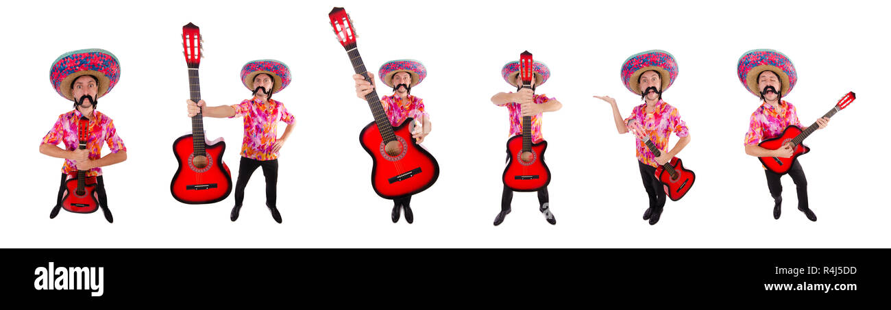 Mexican guitar player isolated on the white Stock Photo - Alamy