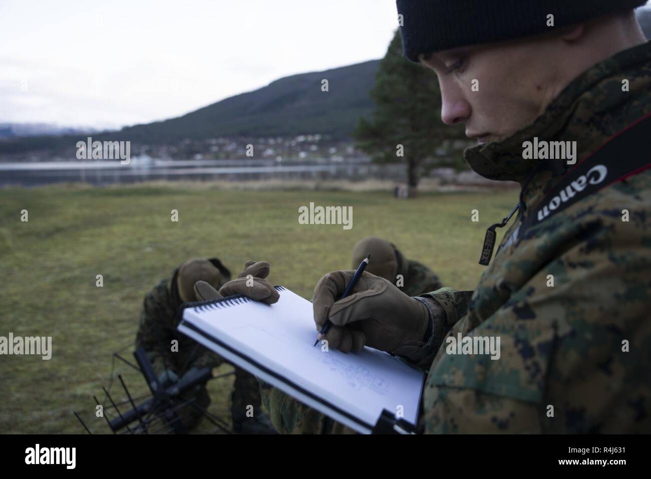 U.S. Marine Corps Capt. Charles J. Baumann, combat artist with the ...