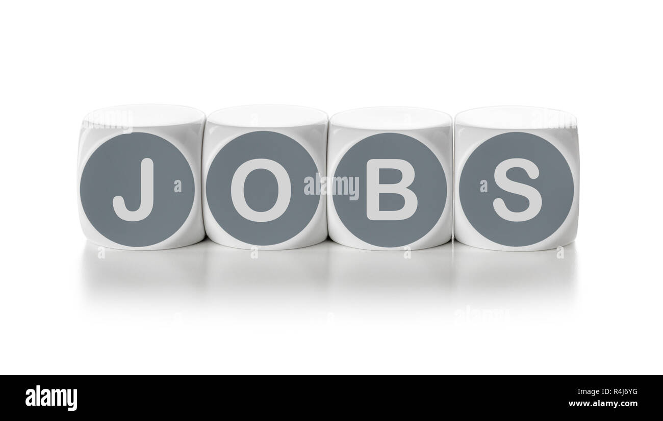 letter cubes on white background - jobs Stock Photo - Alamy