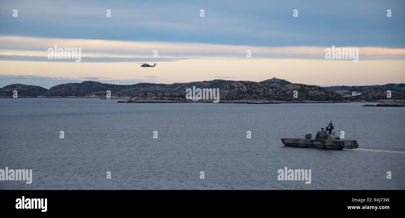 NORWEGIAN SEA (Oct. 31, 2018) An MH-60S Sea Hawk, attached to ...