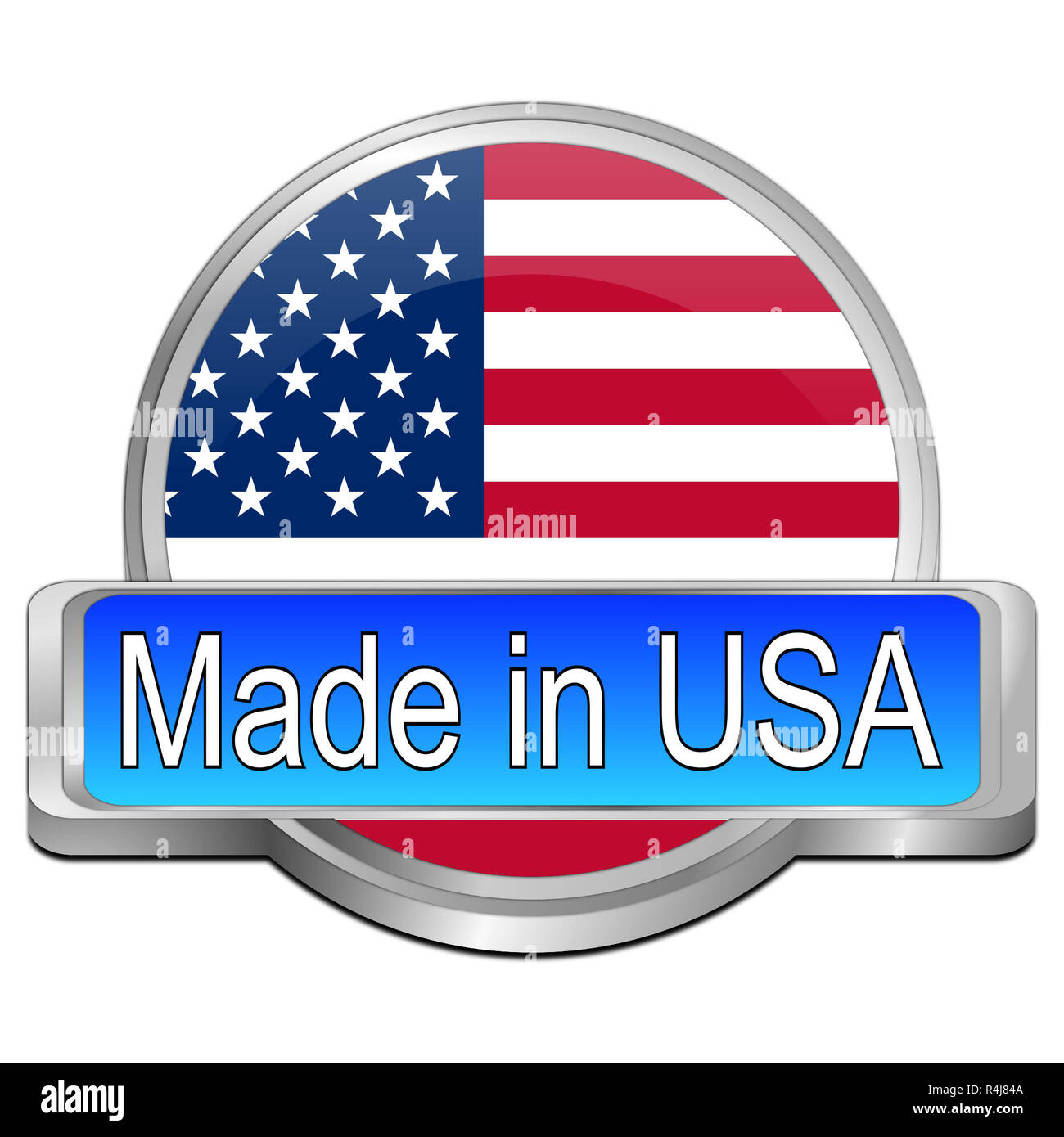 blue Made in USA button - 3D illustration Stock Photo - Alamy