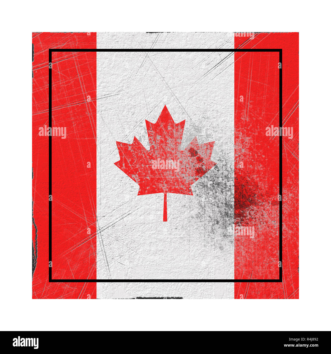 3d rendering of an old Canada flag in a concrete square Stock Photo - Alamy