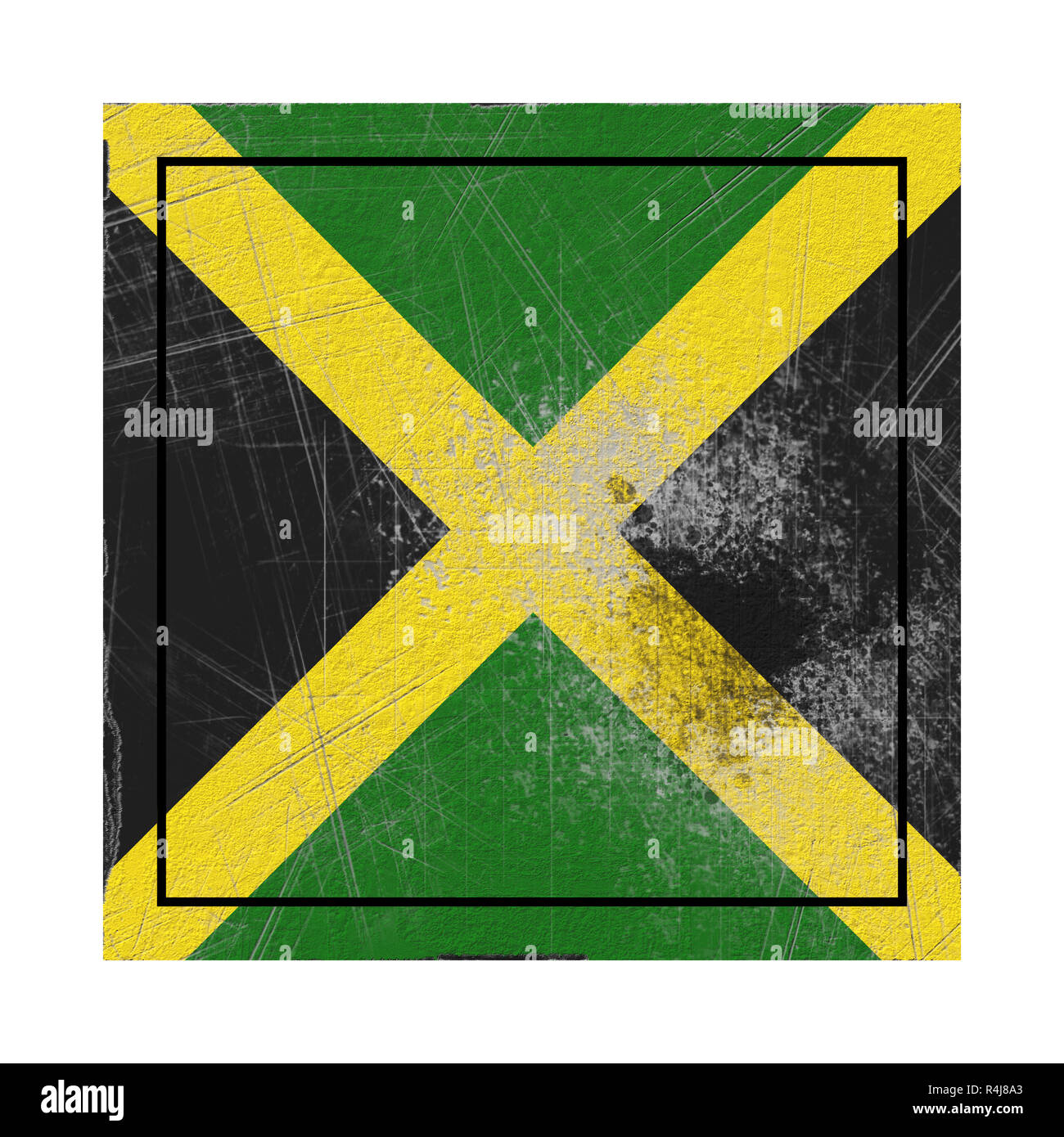 3d rendering of an old Jamaica flag in a concrete square Stock Photo ...