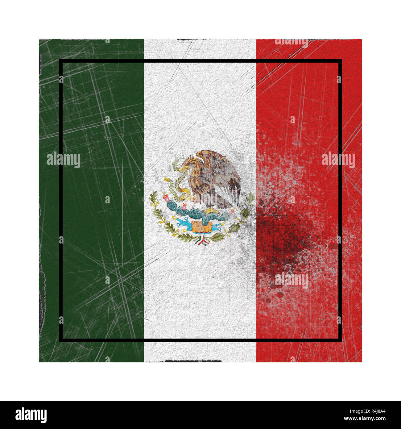 3d rendering of an old Mexico flag in a concrete square Stock Photo - Alamy