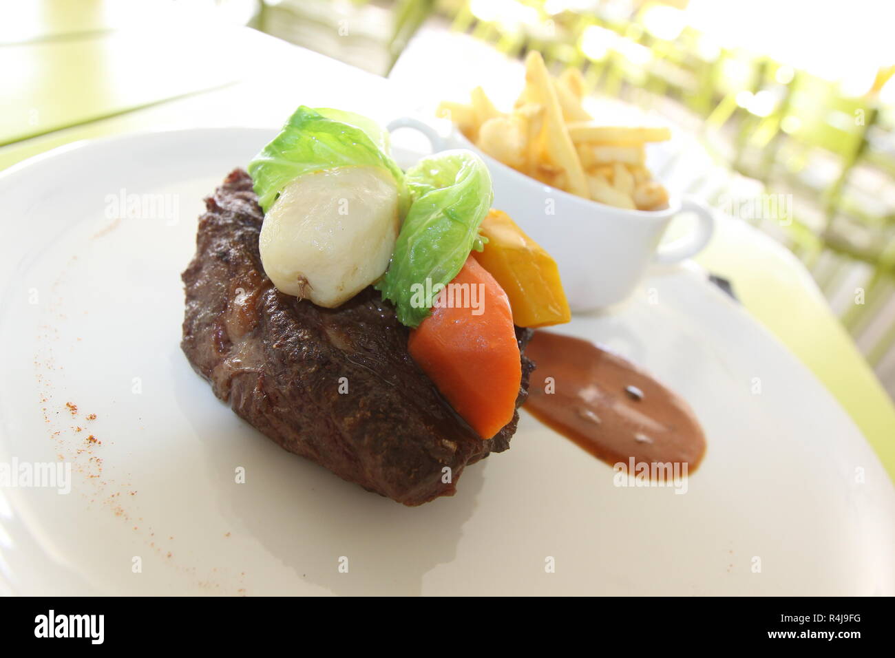 Restaurant menu. Dishes which give at restaurants. Salads, second ...