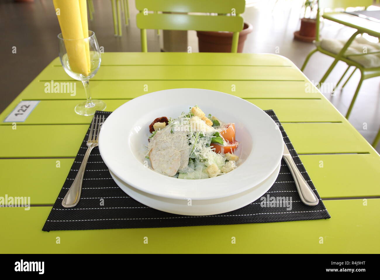 Restaurant menu. Dishes which give at restaurants. Salads, second ...