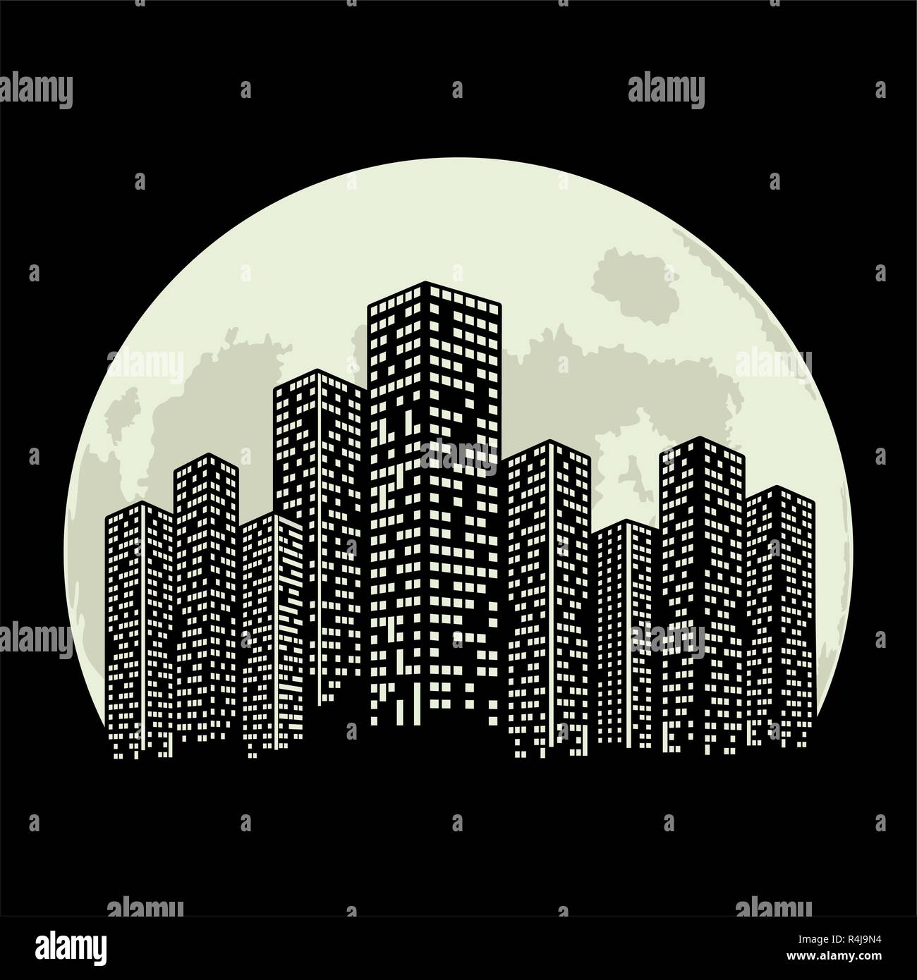 Dark moon buildings buildings Stock Vector Images - Alamy