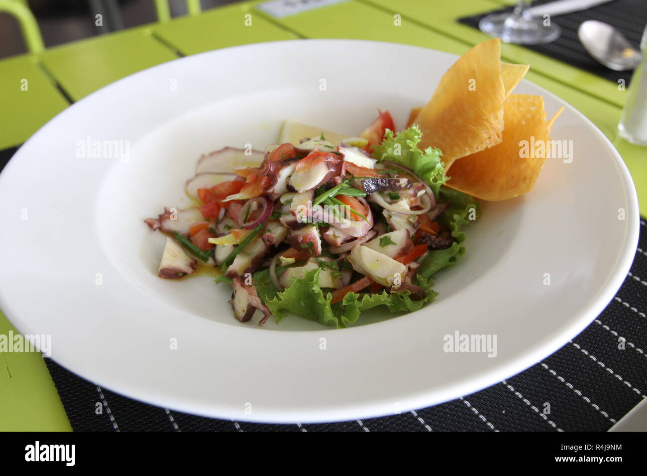 Restaurant menu. Dishes which give at restaurants. Salads, second ...