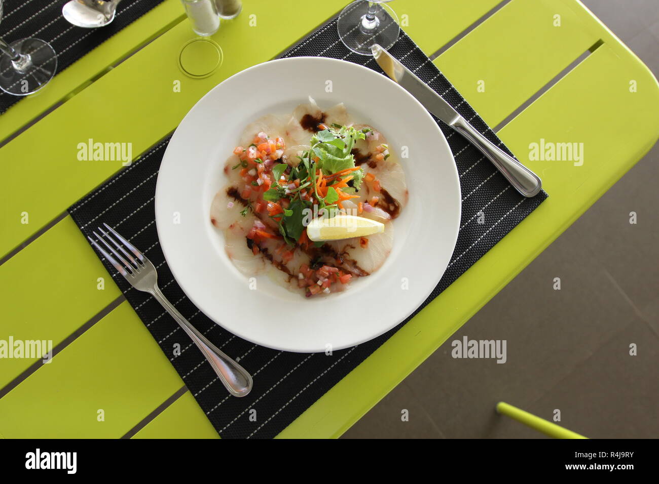 Restaurant menu. Dishes which give at restaurants. Salads, second ...