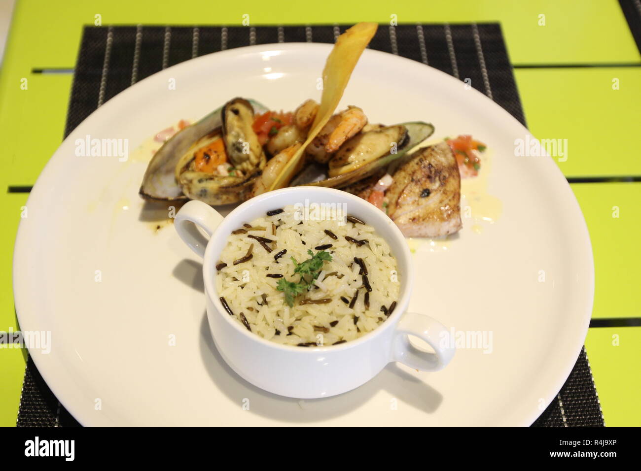 Restaurant menu. Dishes which give at restaurants. Salads, second ...