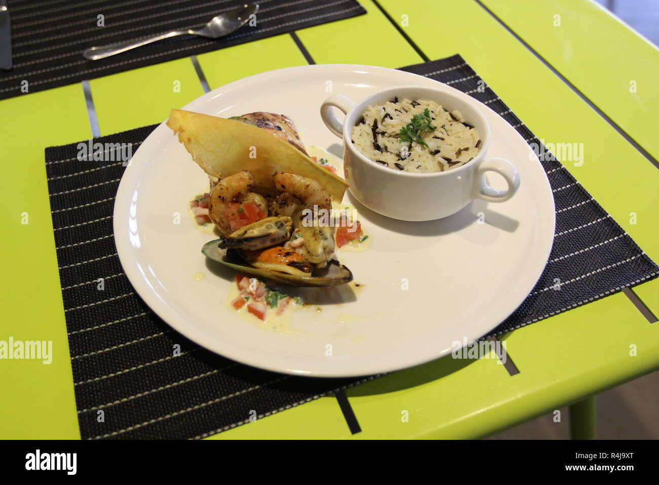 Restaurant menu. Dishes which give at restaurants. Salads, second ...