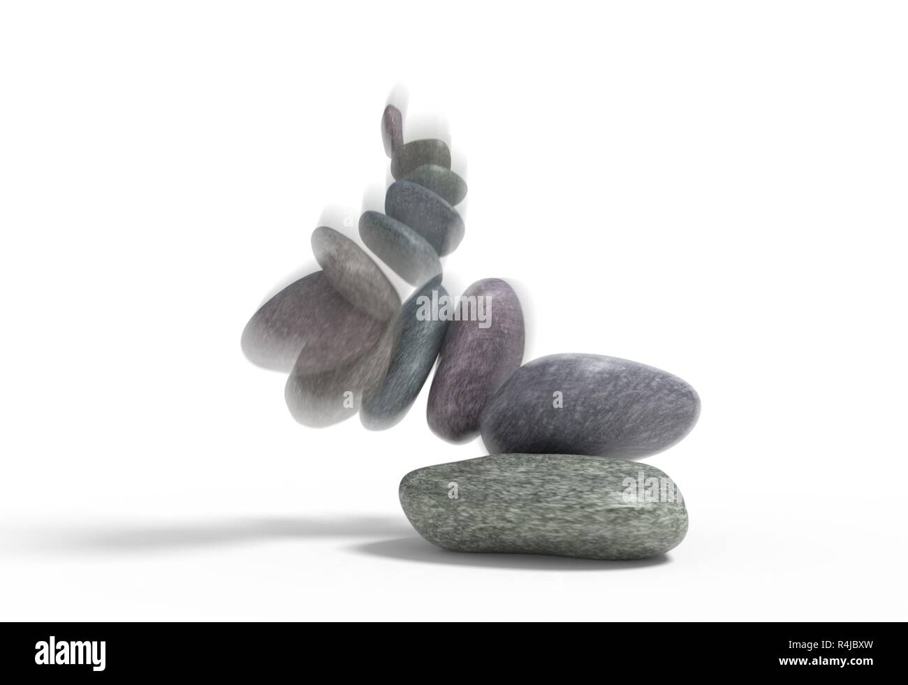 Falling balanced stones set 3d illustration Stock Photo - Alamy