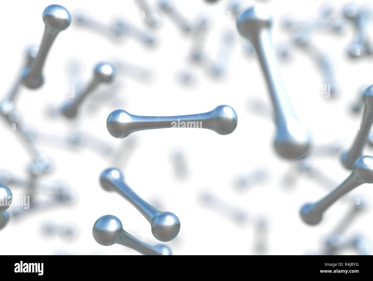 glossy metallic molecules on white background 3D illustration Stock ...