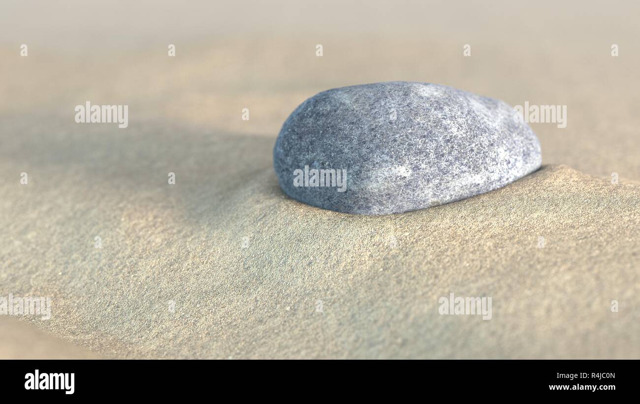 Stone in the sand. 3d illustration Stock Photo - Alamy