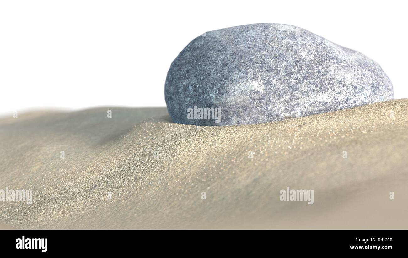 Stone in the sand. 3d illustration Stock Photo - Alamy
