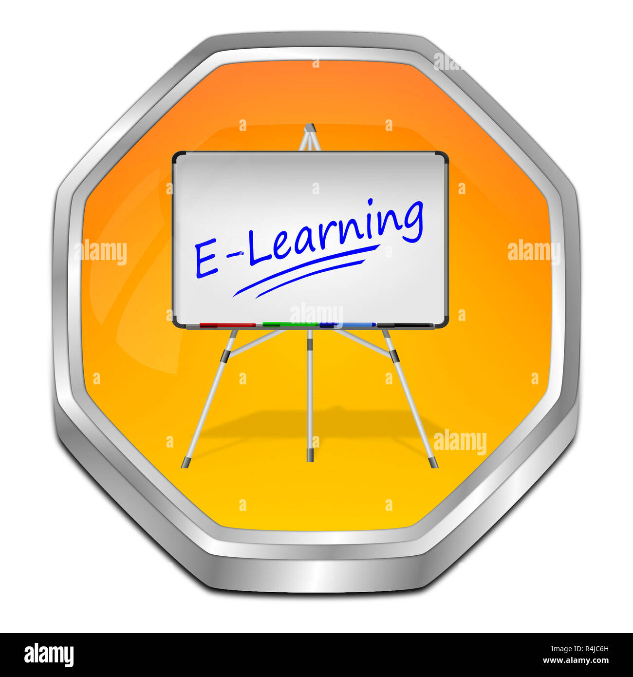 orange E-Learning Button - 3D illustration Stock Photo - Alamy