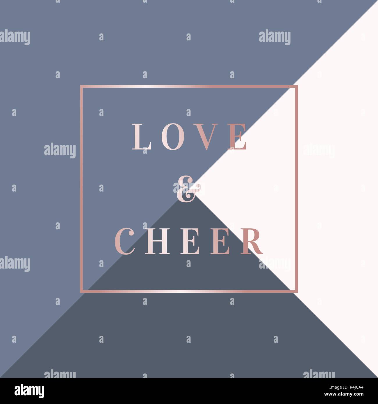 Christmas design with text "Love & Cheer" in rose gold on geometric ...