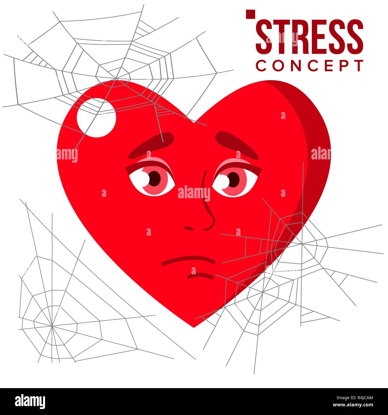 Heart Covered In Spiderweb Cobwebs, Stress Concept Vector. Isolated ...