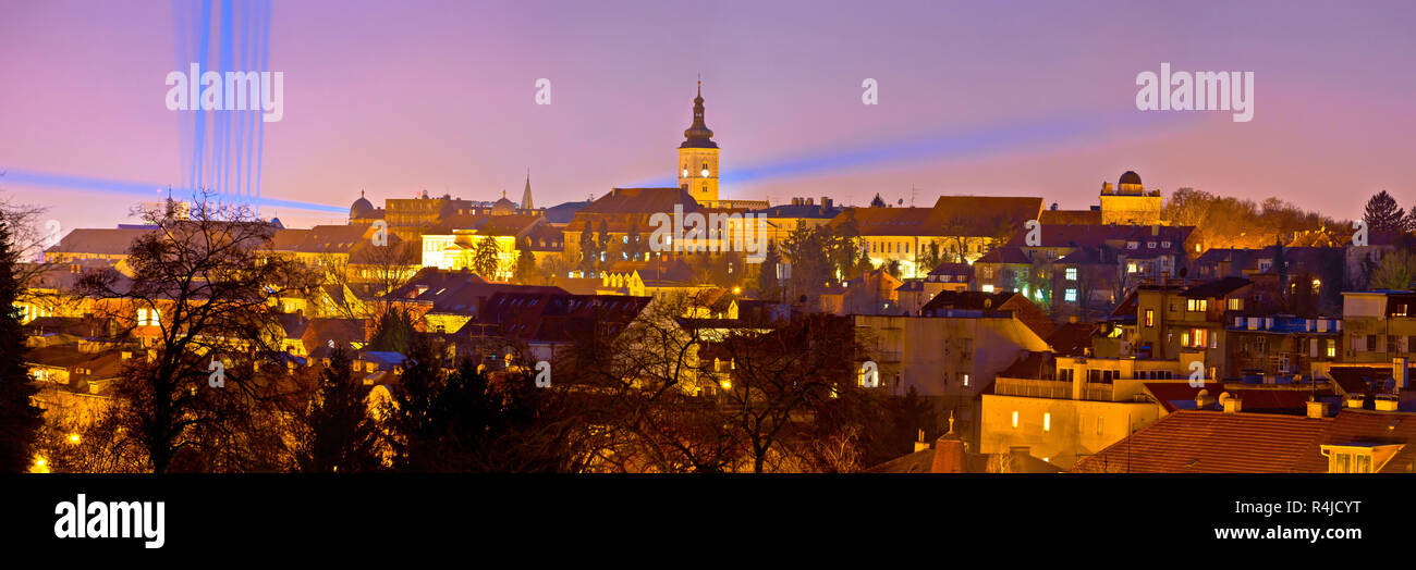 Zagreb historic upper town night view Stock Photo - Alamy