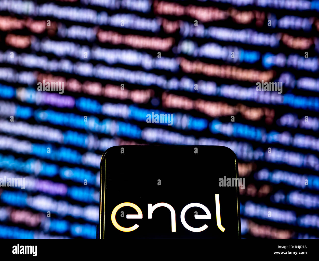 Enel Electricity company logo seen displayed on smart phone Stock Photo ...