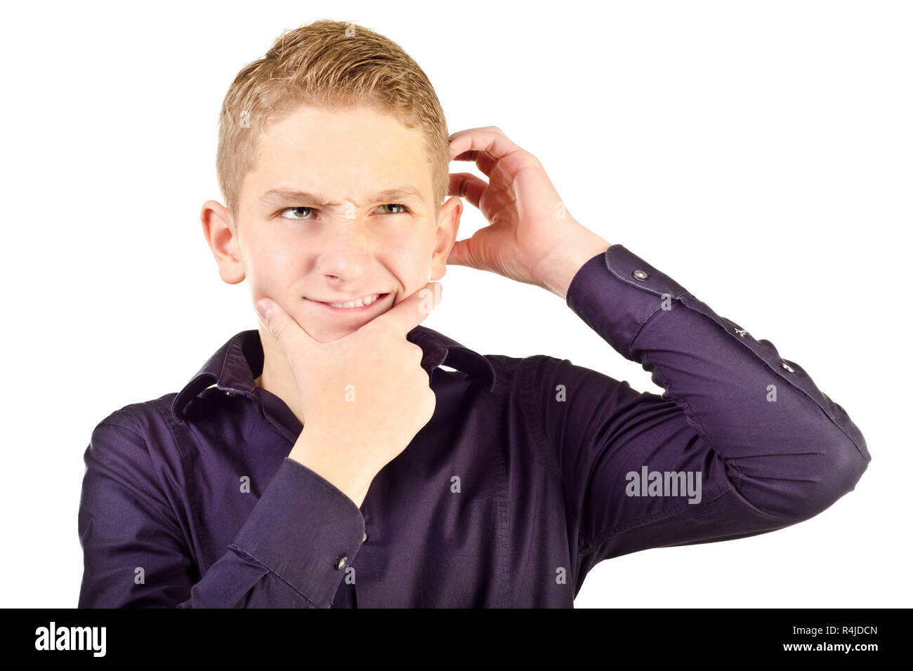 Close up of a boy thinking hi-res stock photography and images - Alamy